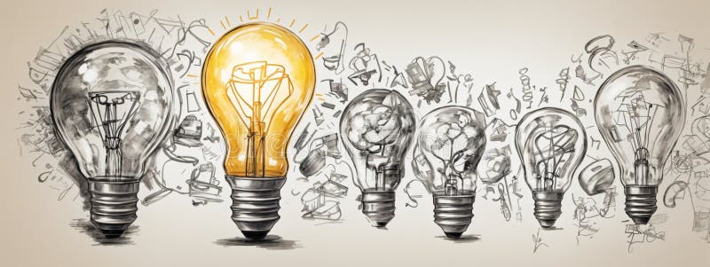 Bright Idea and Creative Thinking Stock Illustration - Illustration of ...