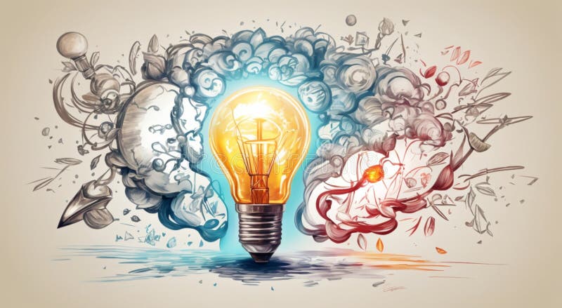 Bright Idea and Creative Thinking Stock Illustration - Illustration of ...