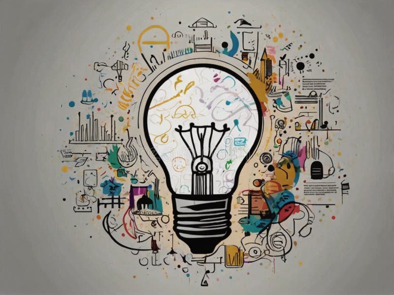 Bright Idea and Creative Thinking Stock Illustration - Illustration of ...