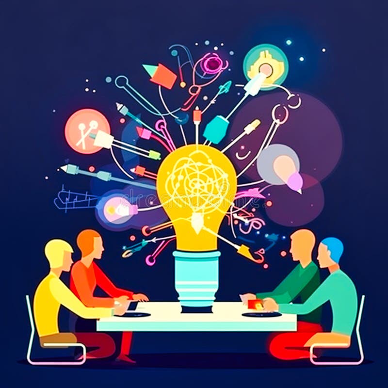 Bright Idea and Creative Thinking Visualization Bulb Lamp, Generative ...