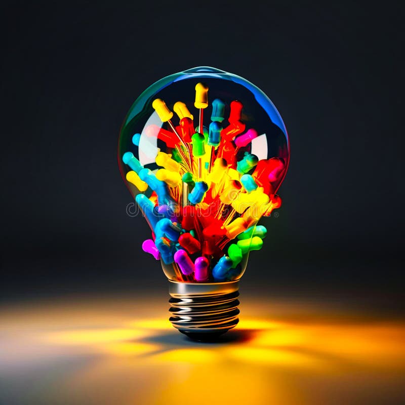 Bright Idea and Creative Thinking Visualization Bulb Lamp, Generative ...
