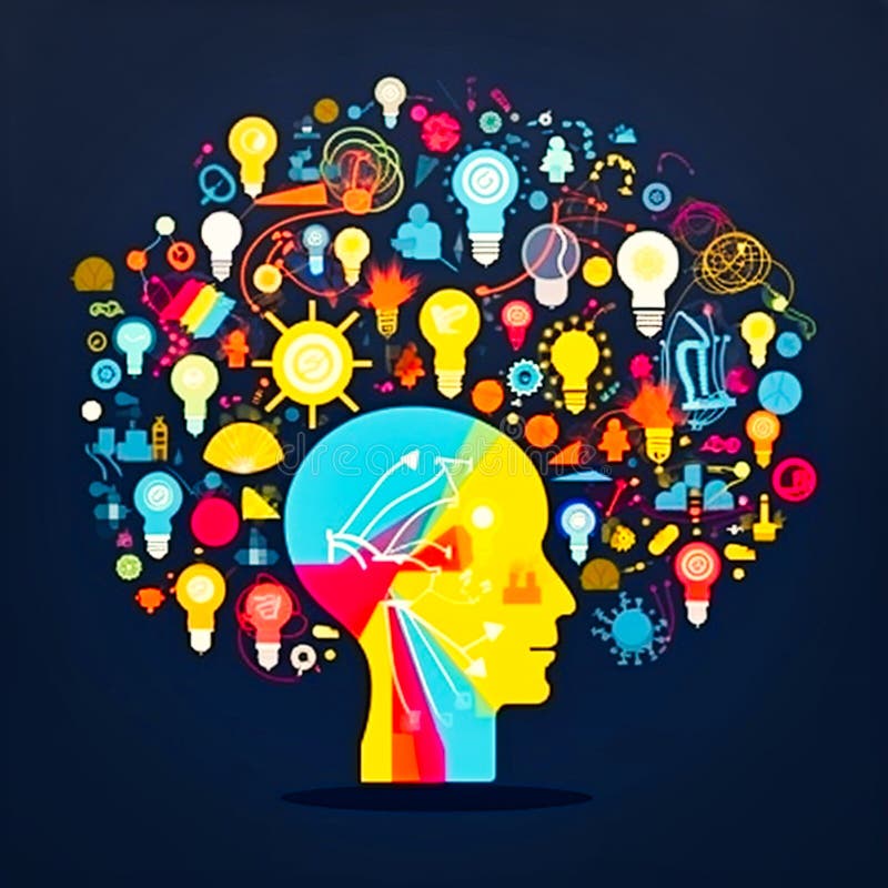 Bright Idea and Creative Thinking Visualization Bulb Lamp, Generative ...