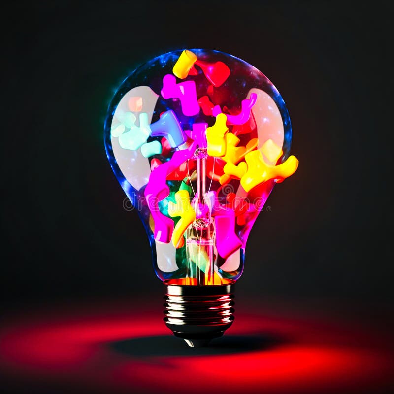 Bright Idea and Creative Thinking Visualization Bulb Lamp, Generative ...