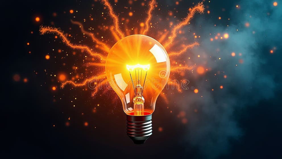 Bright Idea Edison Bulb Exploding Magic Illustration Stock Illustration ...