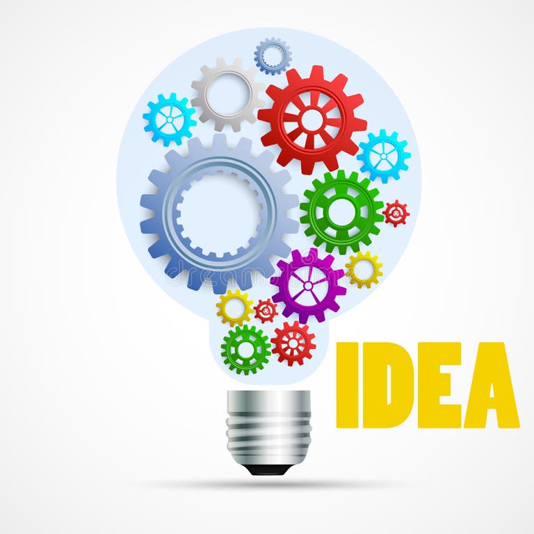 Bright Idea Light Bulb Cogs Stock Illustrations – 120 Bright Idea Light ...