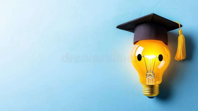 Bright Idea Light Bulb Graduate Symbolizing Education Knowledge and ...