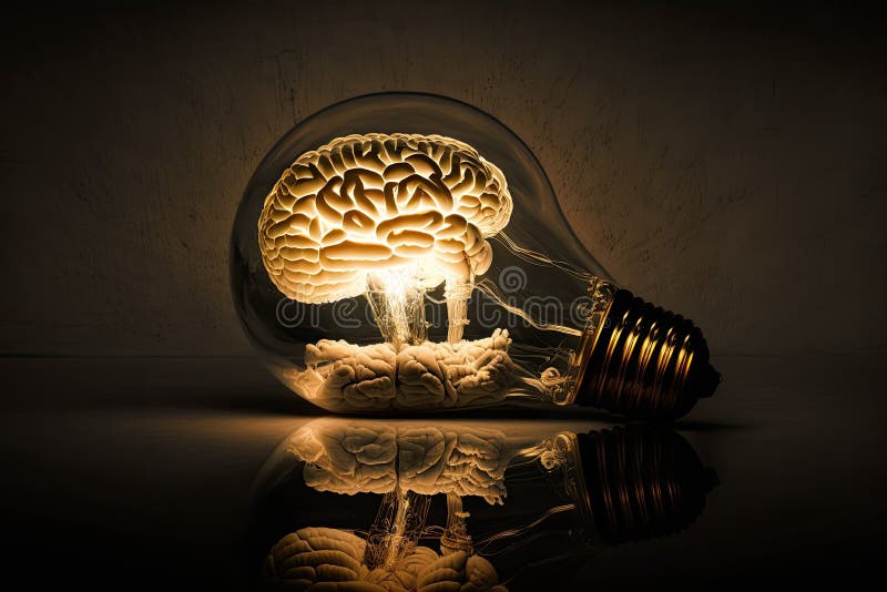 Bright Idea. Lightbulb Brain. Brainstorm, Thoughts, Power, Imagination ...