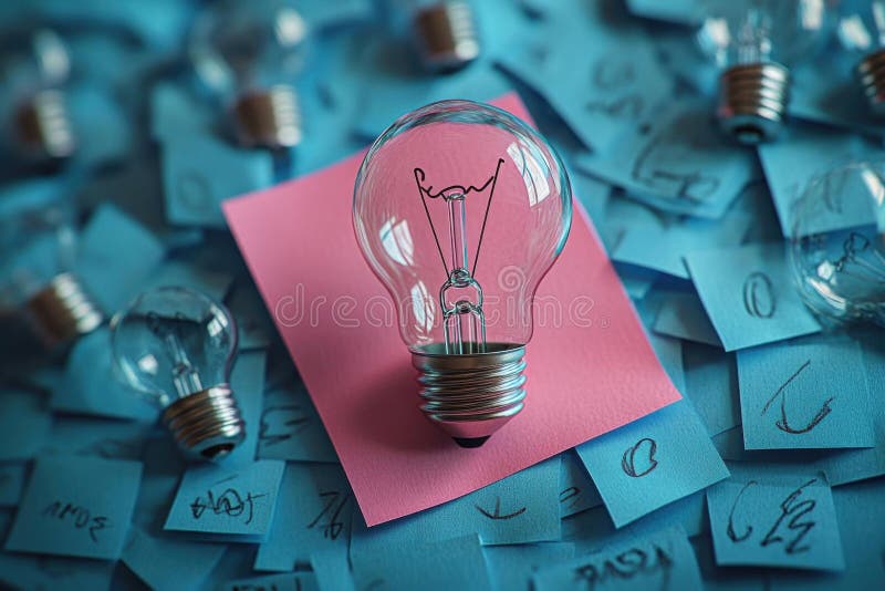 Bright Idea Lightbulb on Notes with Innovation Concept Stock ...