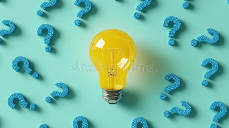 Bright Idea Questions Answers Stock Illustration - Illustration of ...