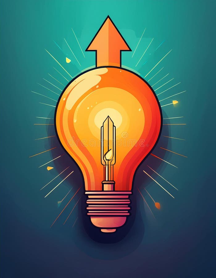 Bright Idea with Upward Arrow, Representing Insight and Power Growth ...