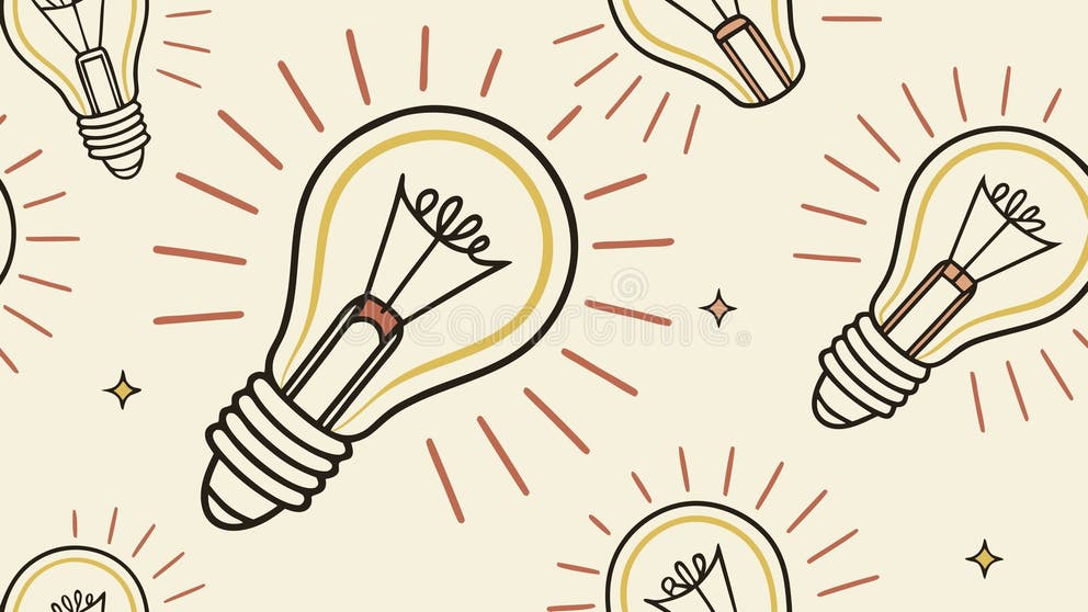 Bright Idea Vintage Light Bulb Seamless Pattern, Innovation Theme ...