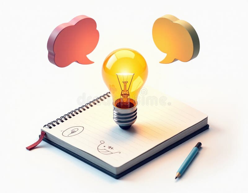 Bright Ideas Brainstorming and Note-Taking Stock Illustration ...