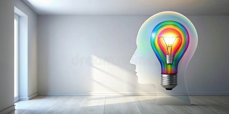 Bright Ideas a Colorful Lightbulb within a Mind S Outline in a Room ...