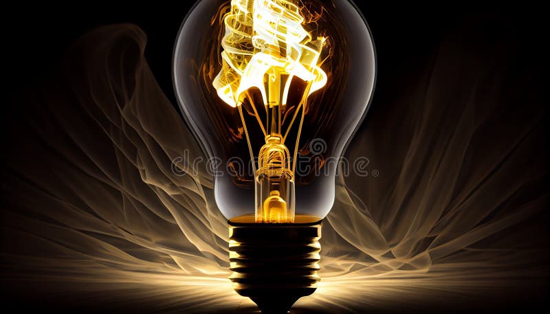 Bright Ideas in Glowing Light Bulb Filament Generated by AI Stock ...
