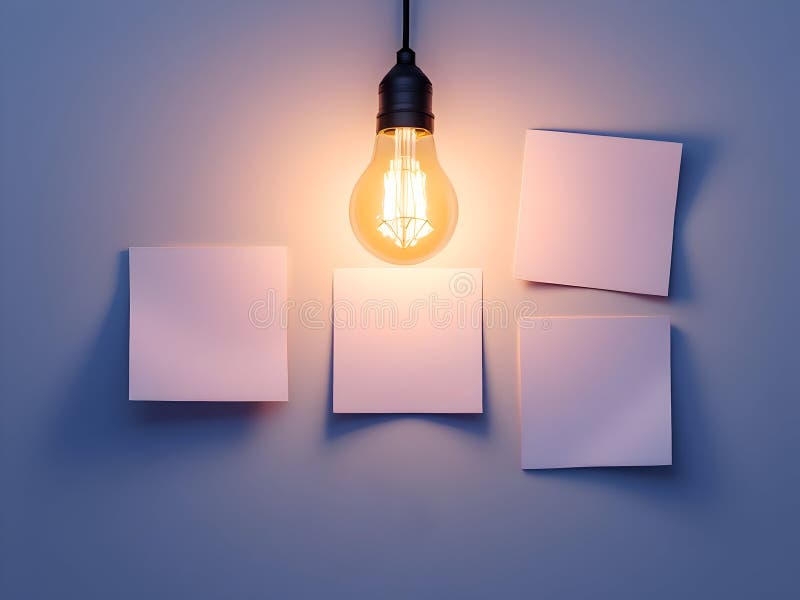 Bright Ideas: Glowing Light Bulb and Sticky Notes for Brainstorming ...