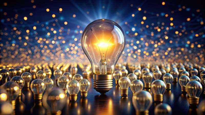 Bright Ideas a Single Illuminated Bulb Stands Out among a Crowd of ...
