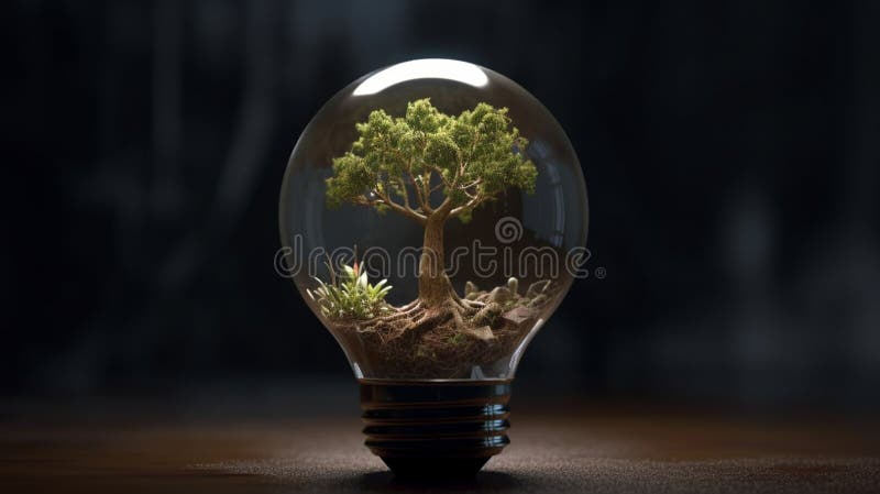 Bright Ideas, Tree and Plants Growth in a Lightbulb Stock Photo - Image ...