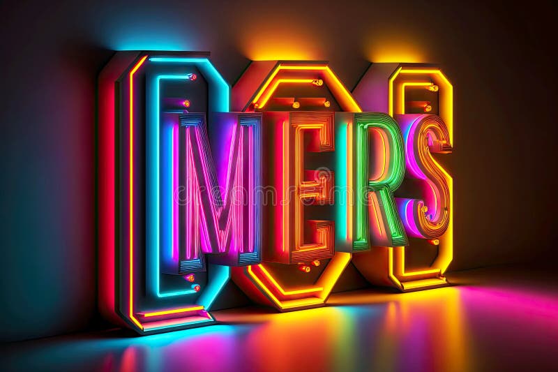 Bright Illuminated Multi-colored Lights Signage for 3d Render Neon ...