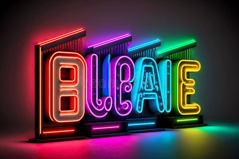 Bright Illuminated Multi-colored Lights Signage for 3d Render Neon ...