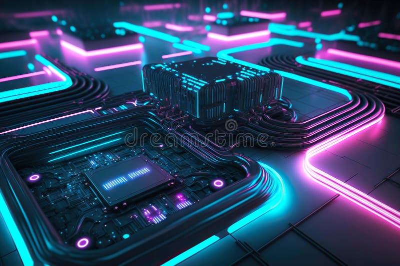 Bright Illuminated Multi-colored Lights Signage for 3D Render Neon ...