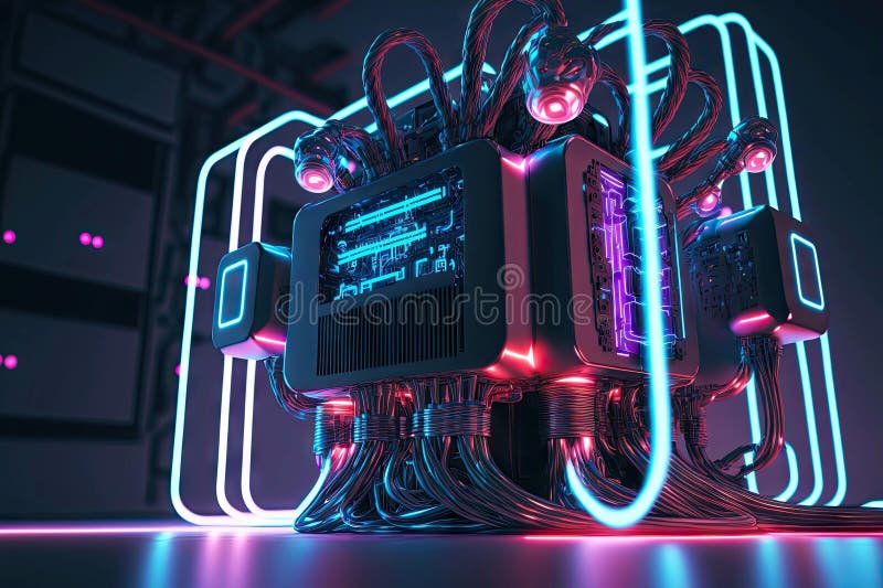 Bright Illuminated Multi-colored Lights Signage for 3D Render Neon ...