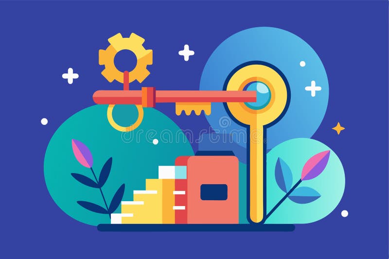 A Bright Illustration Shows a Key and Colorful Shapes, Symbolizing ...
