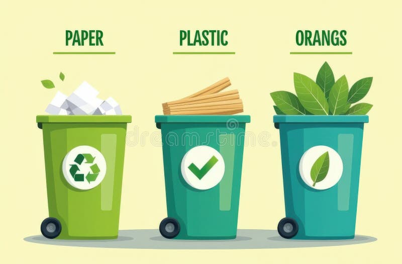 Bright Illustration: Three Containers for Separate Waste Collection ...