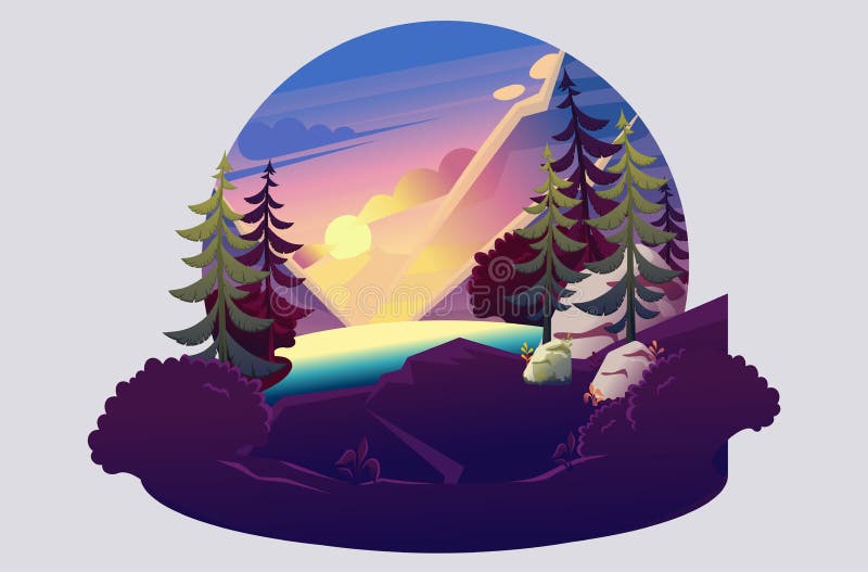 2d Mountain Sunset Background Stock Illustrations – 87 2d Mountain ...