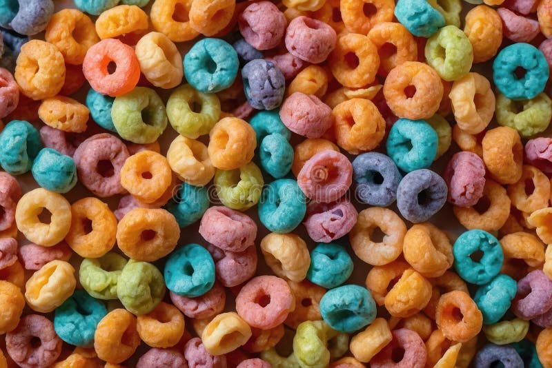 Bright Image, Background with Rainbow Corn Flakes. Delicious Breakfast ...