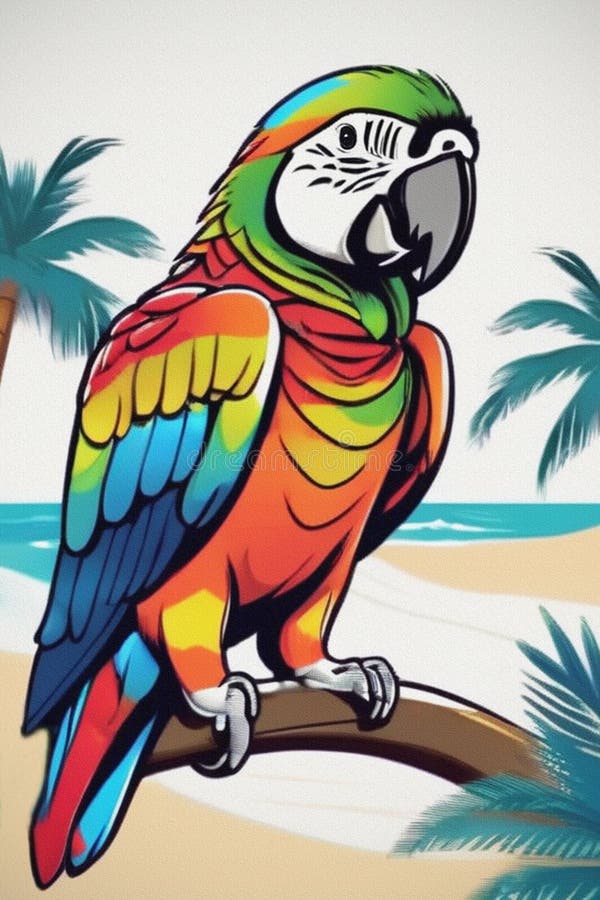 Bright Image of a Parrot with Graffiti Effect on the Wall Stock ...