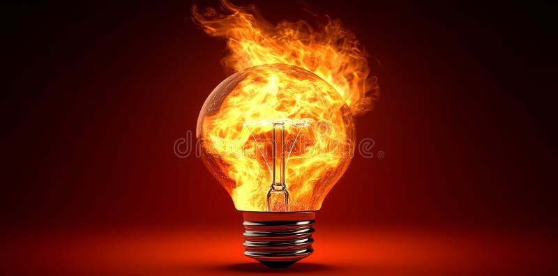 Bright Incandescent Light Pierces through the Haze of Smoke and Burning ...