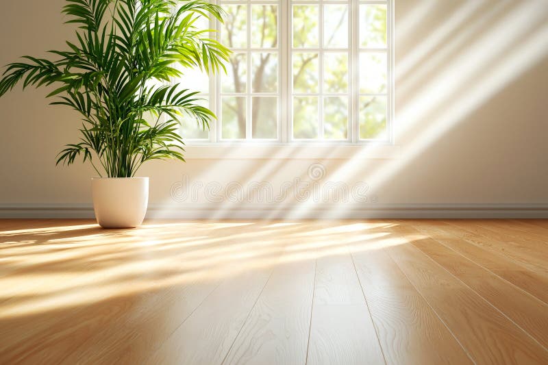 Indoor Plant Sunlight Casting Beautiful Shadows Wooden Floor Stock ...