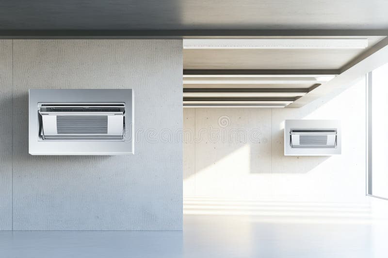 Modern Indoor Space Featuring Wall-mounted Air Conditioning Units in ...