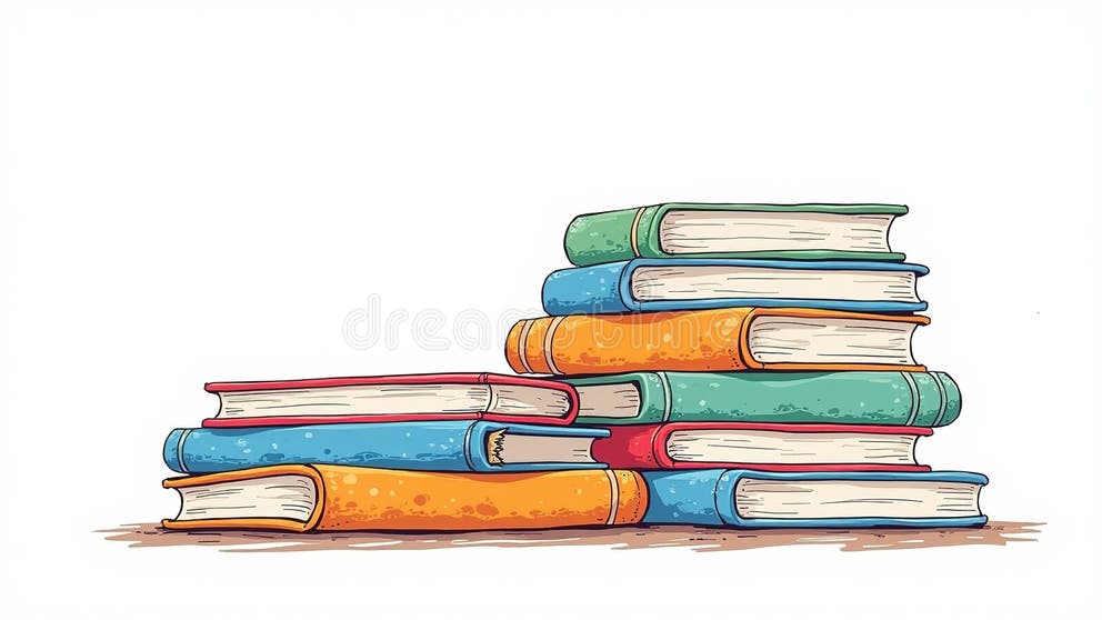 Bright Inspiring Kids Study Space Colorful Book Stack Learning ...