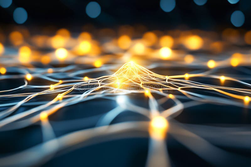 Bright Interconnected Network with Vibrant Light Points. Dynamic ...