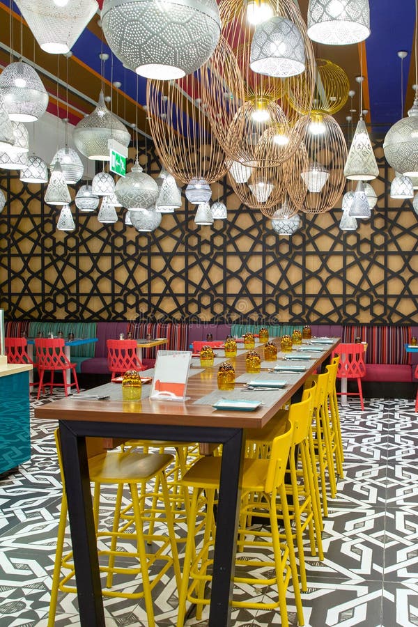 Bright Interior with Many Different Lamps of Original Design in Arabic ...