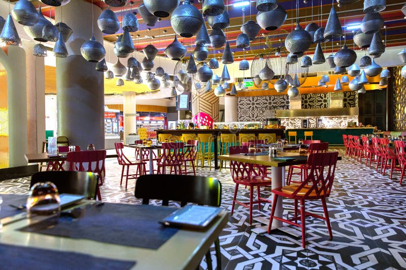 Bright Interior with Many Different Lamps of Original Design in Arabic ...