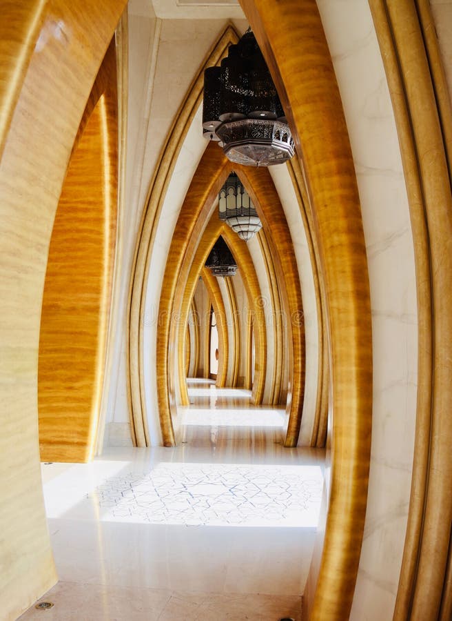 Bright Interior of a Modern-designed Building, with an Arched Hall, and ...