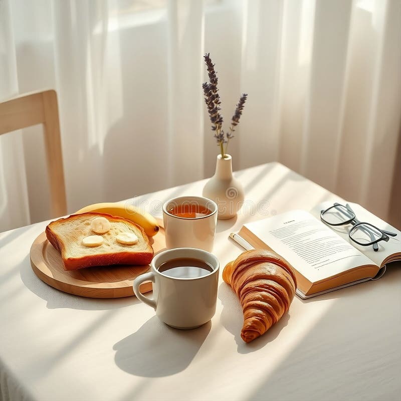 Peaceful Breakfast in Sunlight – AI Generated Stock Image - Image of ...
