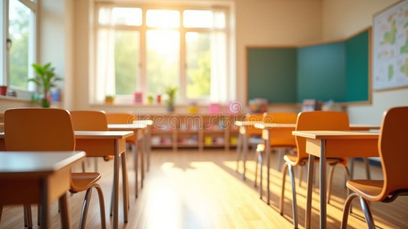 Bright Inviting Classroom Filled Empty Desks Stock Photos - Free ...