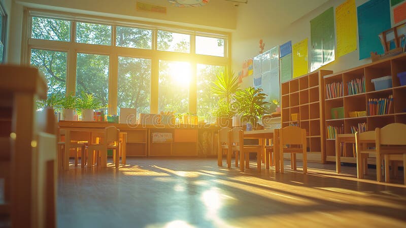 Bright and Inviting Classroom Space for Learning Stock Illustration ...