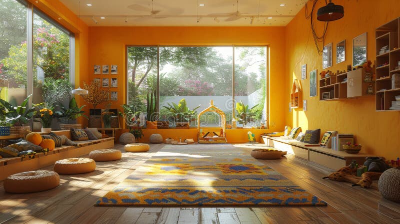 Bright and Inviting Interior Design.Themed Playrooms Stock Illustration ...