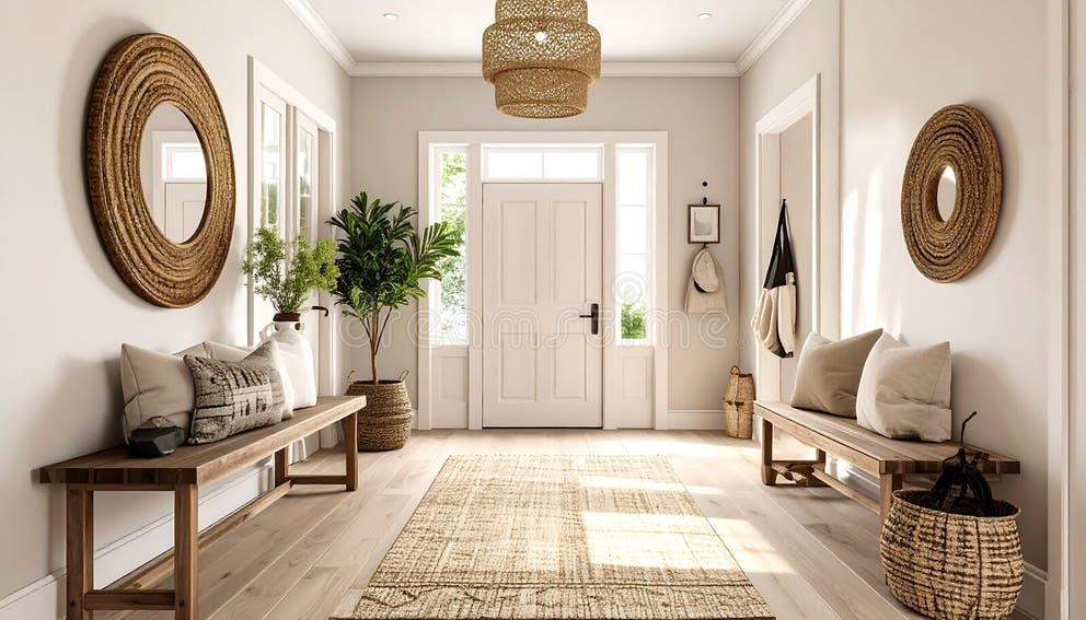 Bright and Inviting Modern Entryway with Natural Decor Stock ...