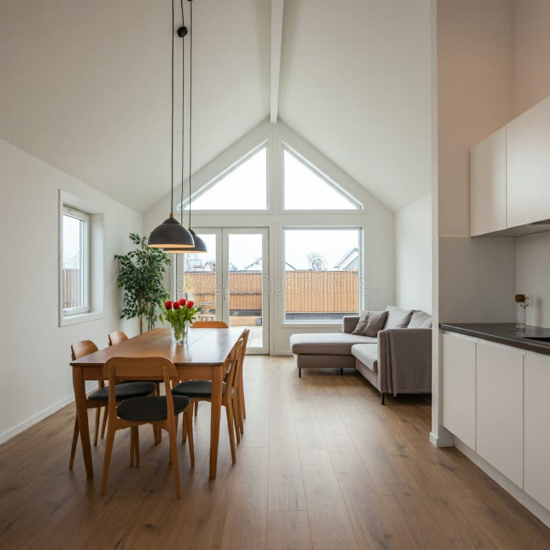 Bright Open-Concept Living and Dining Area Stock Photo - Image of ...