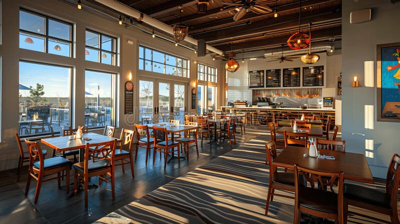 Bright and Inviting Restaurant Interior Featuring Modern Design and ...