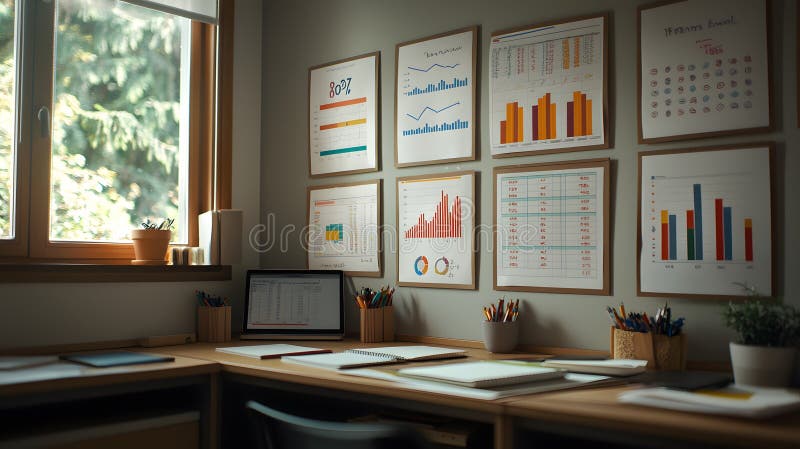 Bright and Inviting Study Corner Filled with Charts and Colorful Graphs ...