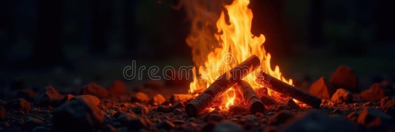 Bright Isolated Campfire Blaze, Glowing Embers , Night, Spark, Isolated Stock Illustration ...