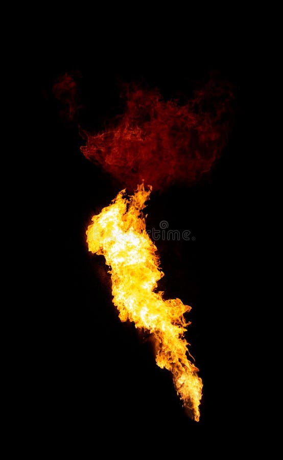 Bright Isolated Fire Stream with Red Cloud on Top Stock Image - Image ...