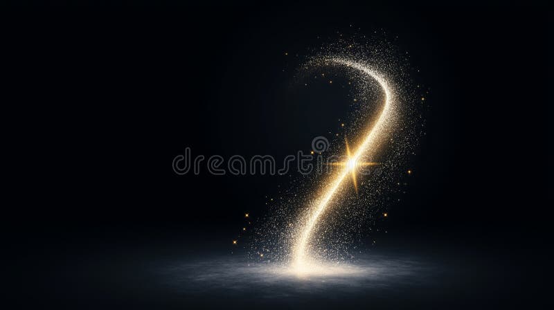 Bright Isolated Flash Creating a Sparkly Question Mark Shape in the ...