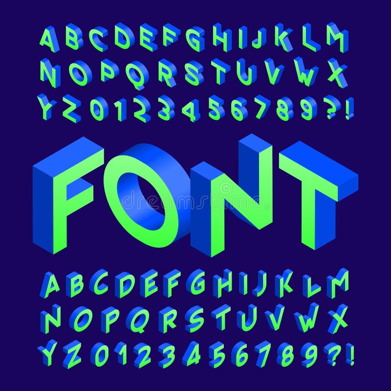 Bright Isometric Alphabet Font. Three-dimensional Effect Letters and ... Bright Isometric Alphabet Font. Three-dimensional Effect Letters and ...